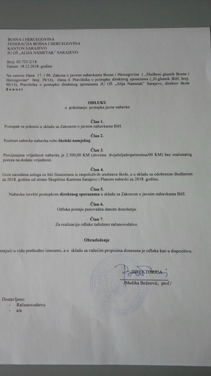 Početna - JU OŠ Alija Nametak